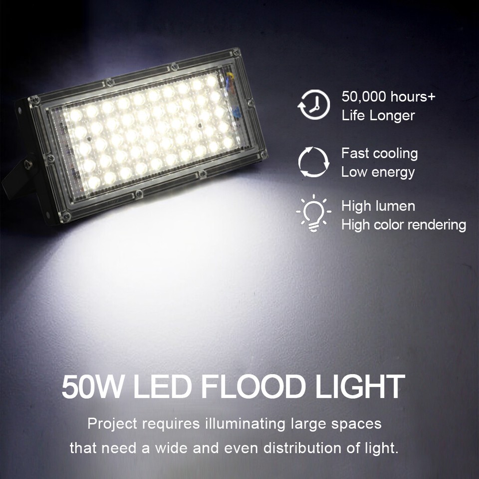3PCS 50W Led Flood Light Outdoor Security Spotlight Lamp 110V 220V Cool ...