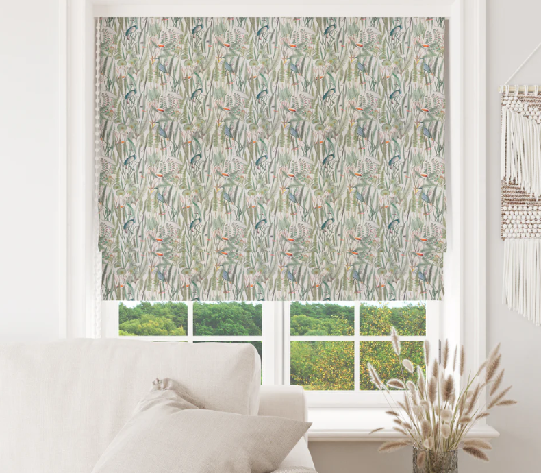 Linen Look Fabric Heavyweight Upholstery Curtain Blind Taiga Print 55 ...