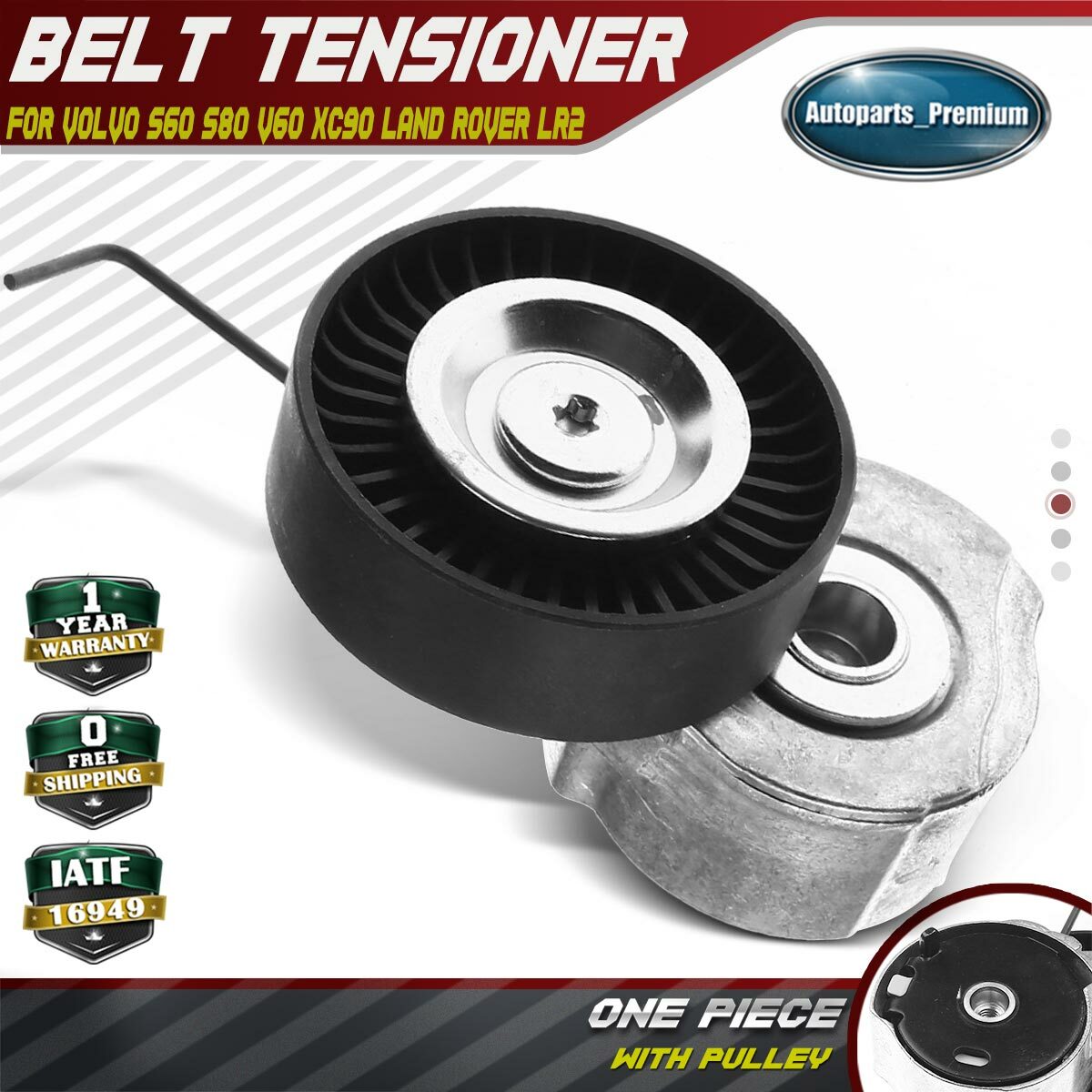 Belt Tensioner Assy for Volvo S60 S80 V60 XC90 Land Rover LR2 3.0L 3.2L ...