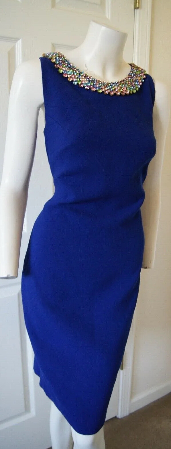 Azadeh Couture Royal Blue Crystal Neckline Open Back Formal Dress Sz 10 ...