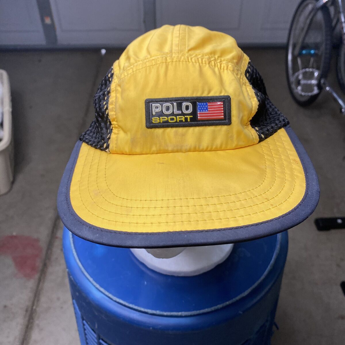 VINTAGE Ralph Lauren Polo Sport Mesh Nylon Yellow Cap Hat VINTAGE Ralph Lauren Polo Sport Mesh Nylon Yellow Cap Hat
