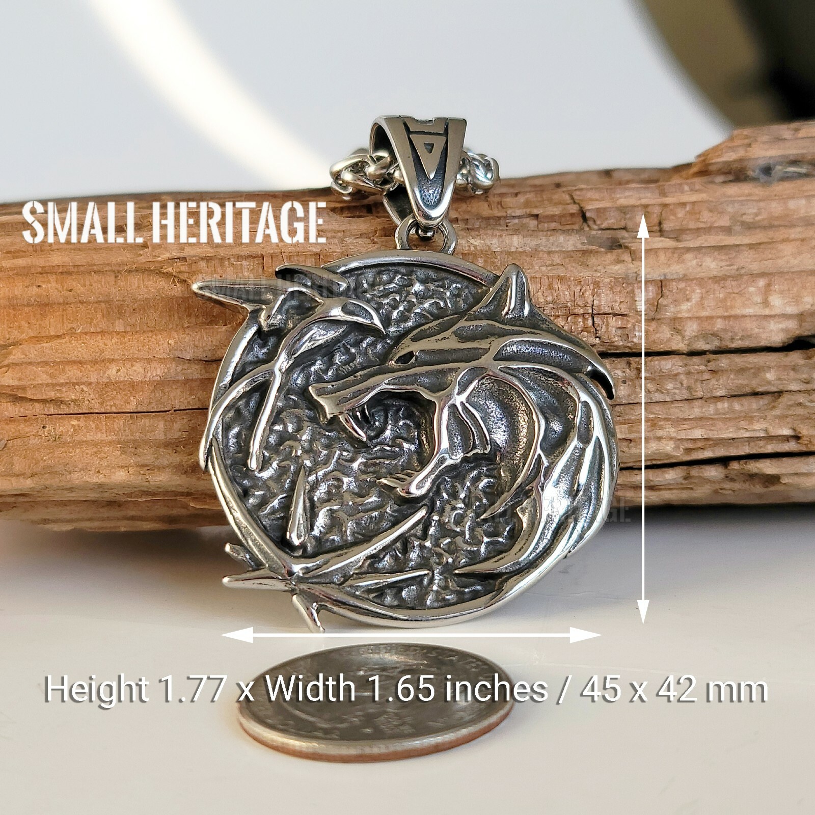 Stainless Steel Witcher Necklace Wizard Wolf Head Large Pendant Chain ...