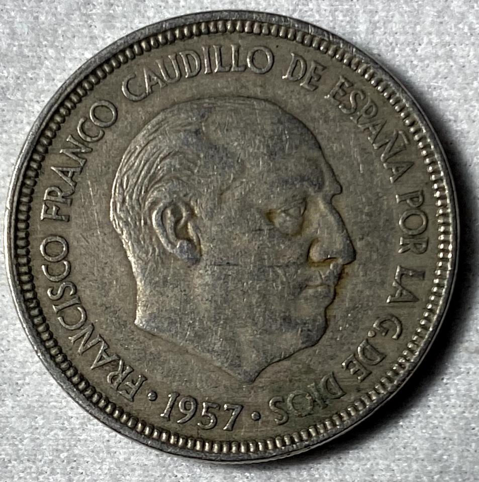 1957 5 PTAS Espana vintage coins world coins collectible coins VF free ...