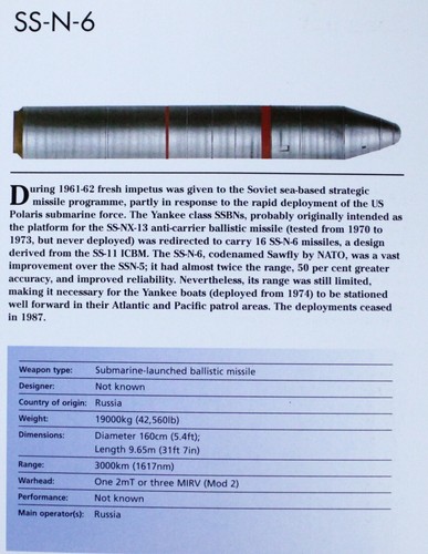 SS-N-6 Ballistic Missile Picture Out of Print Spec Sheet | eBay