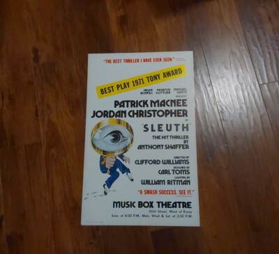 NOS PATRICK MACNEE JORDAN CHRISTOPHER BEST PLAY 1971 SLEUTH BROADWAY WINDOW CARD | eBay