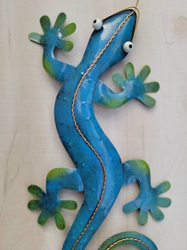 GECKO METAL WALL HANGING LIZARD POOL PATIO DECOR BEACH TROPICAL TIKI 18 ...