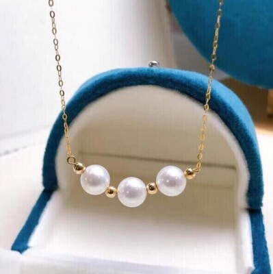 Genuine AAAA 7-8mm Natural White Akoya Round Pearl Smile Pendant ...