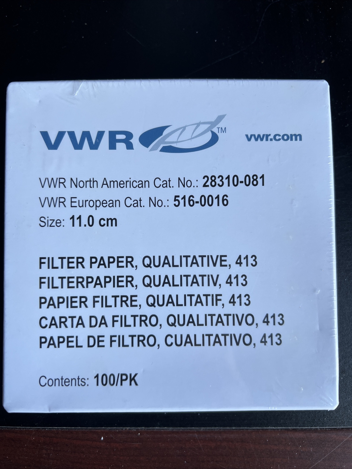 VWR 28310-081 Qualitative 413 Filter Paper, VWR 516-0016, 11.0cm - 100 ...