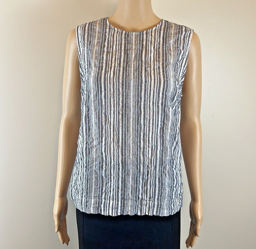 Jenni Kayne Blue and White Striped Classic Sleeveless Cotton Blend ...