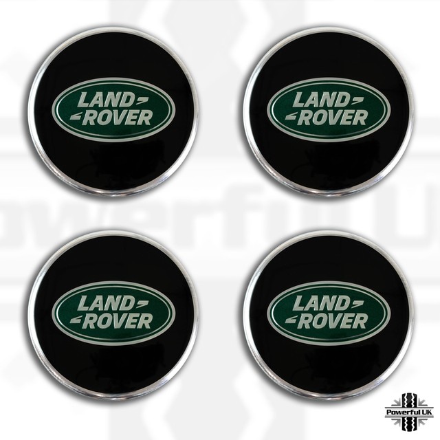 4x Black & Green Alloy Wheel Center Caps for Land Rover FREELANDER 2 ...