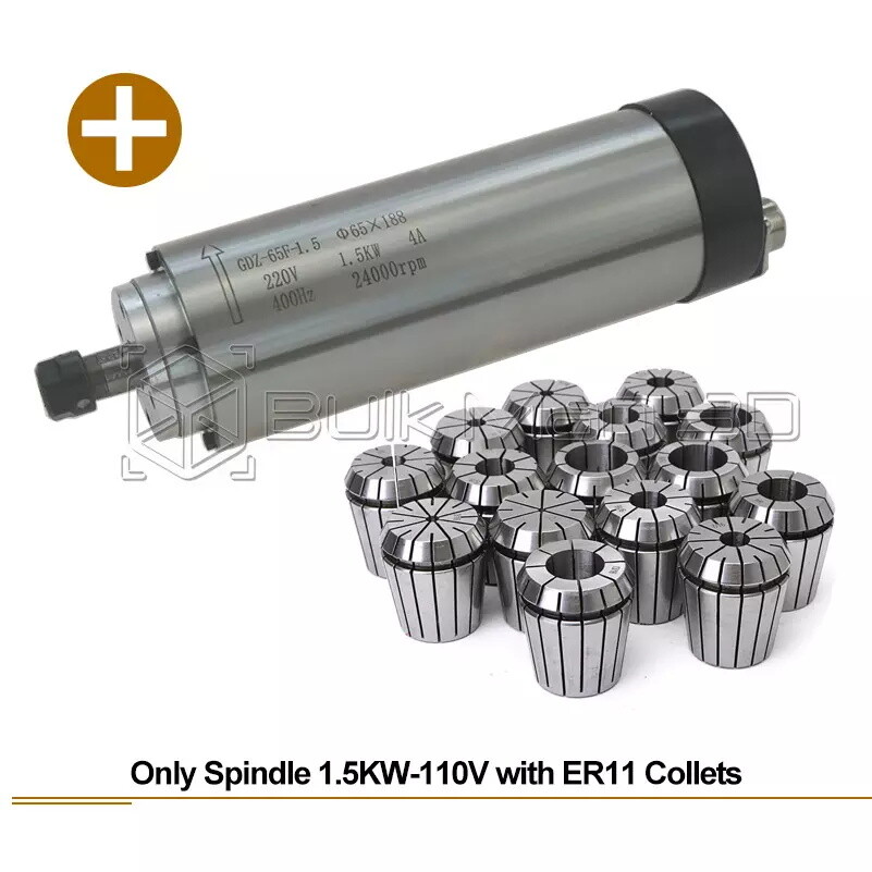 1.5KW Air Cooled Spindle VFD Combo with 11 or 16 Collets Complete Set ...