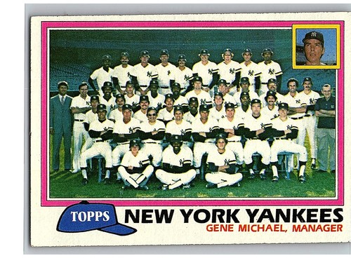 1981 Topps Baseball Card - #670 NY Yankees Team Checklist Gene Michael ...