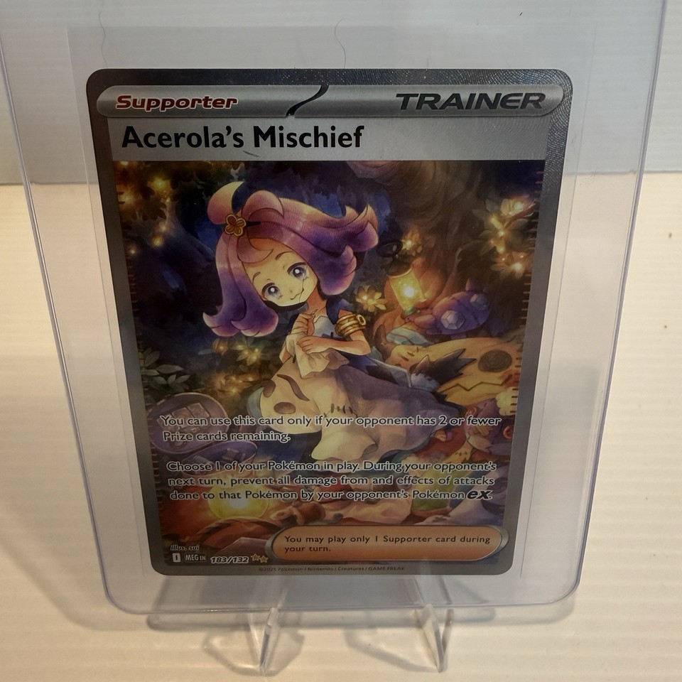 Acerola’s Mischief 183/132 Mega Evolution SIR Pokémon Card English NM ...
