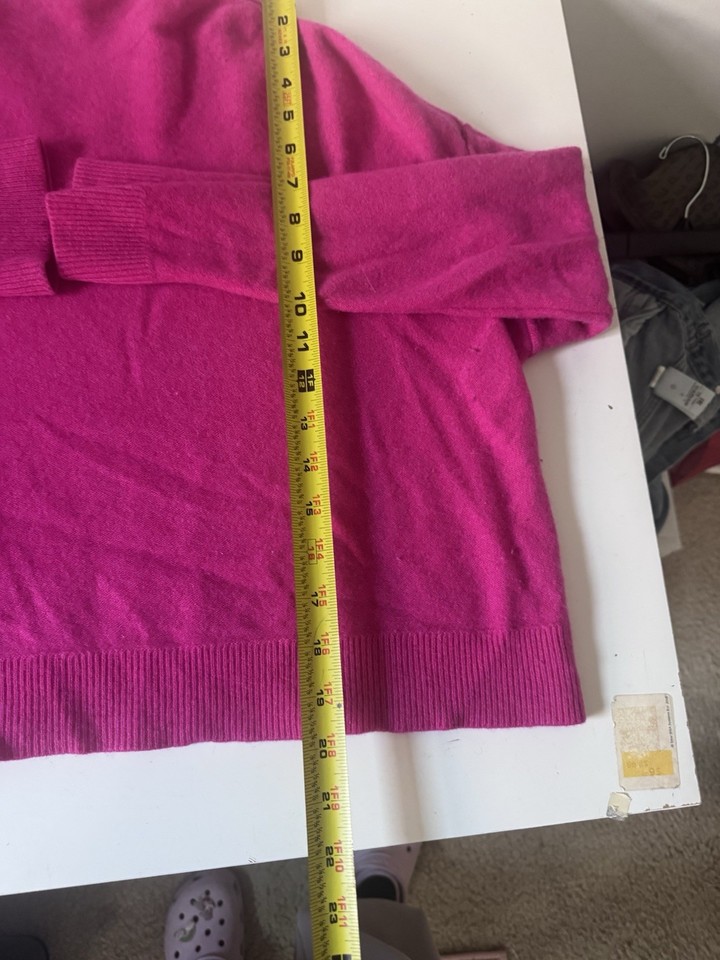 Quince Hot Pink Mongolian Cashmere Cropped Mock Neck Sweater Size M ...