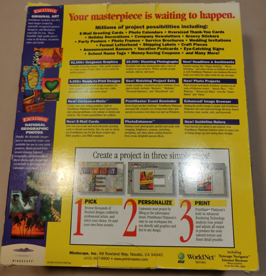 PrintMaster Platinum V.4.0 Windows 95 RARE 1998 Mindscape USED Vintage ...