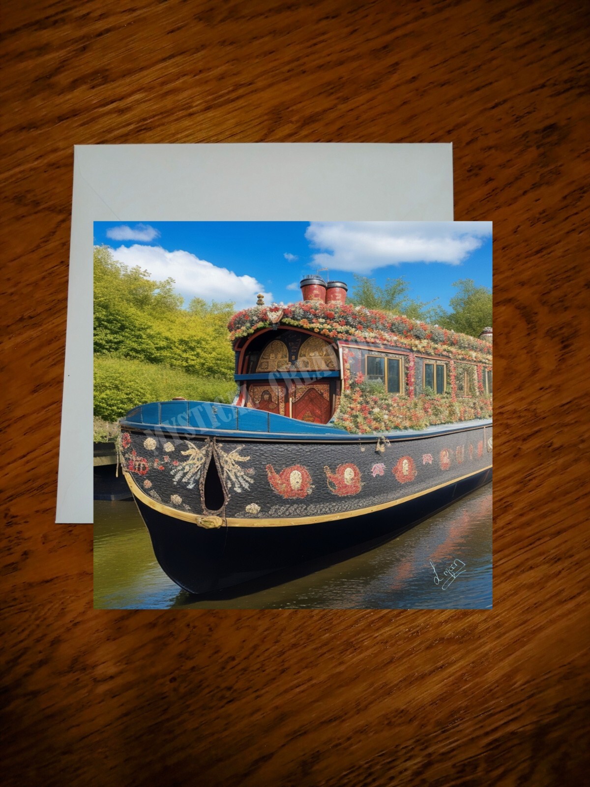 canal boat card,greeting card,birthday card,gypsy barge card,river boat ...