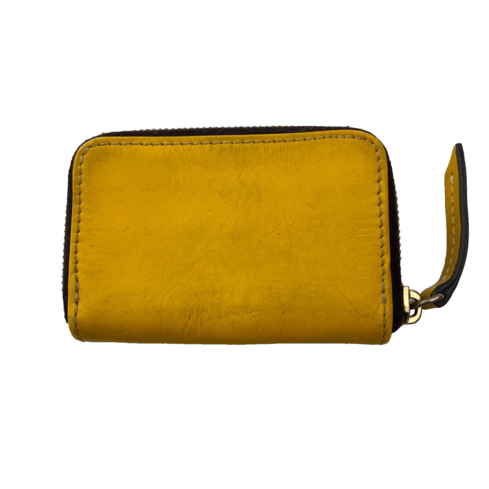 Dooney & Bourke Zip Around Leather Wallet Yellow Small Classic Preppy ...