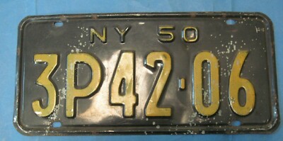 1950 New York license plate single year plate only | eBay