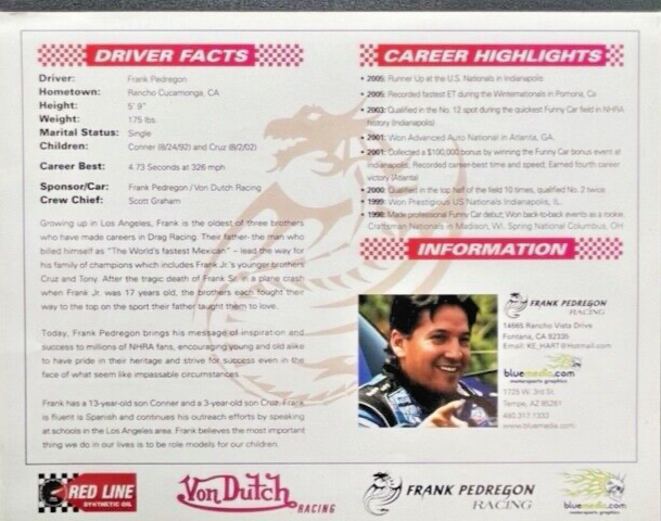 VRHTF NHRA SUPER COOL VINTAGE "FRANK PEDREGON VON DUTCH FUNNY CAR" HAND ...