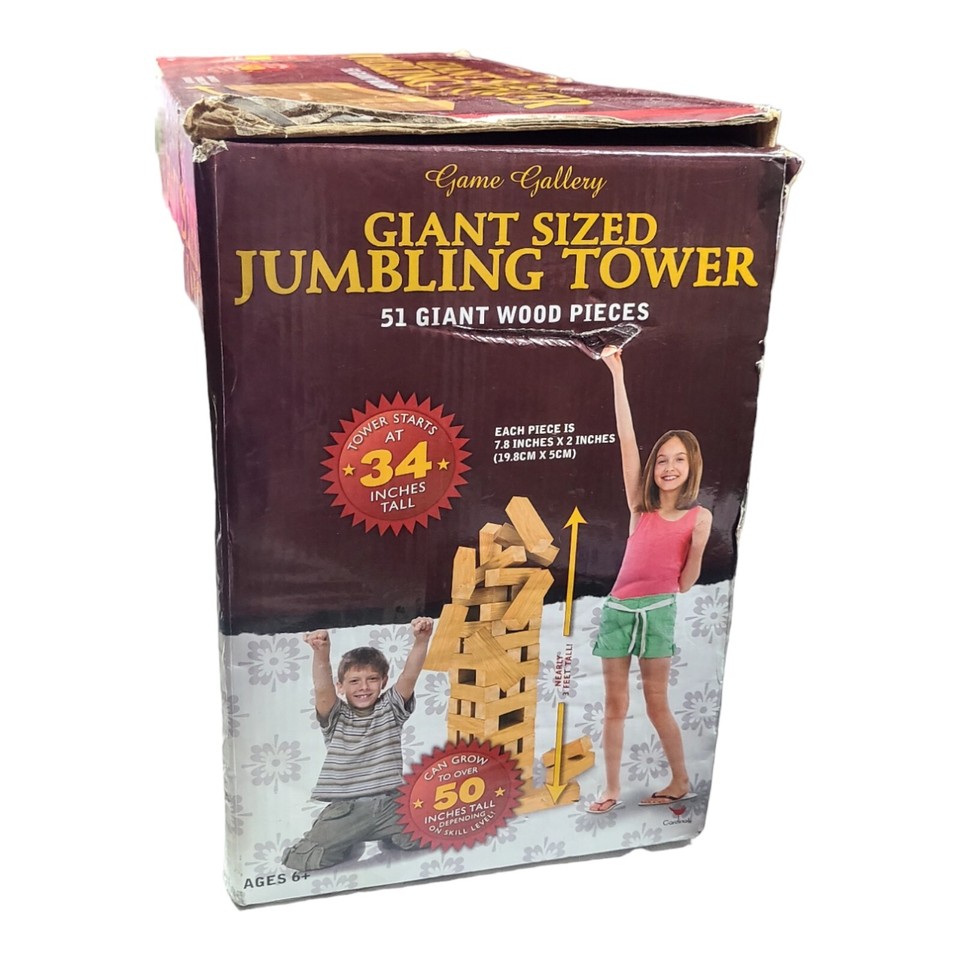Giant Jumbling Tower Party Game with 51 Wood Blocks play inside or ...