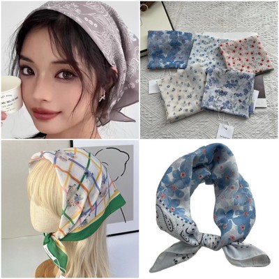 Double Sides Hair Scarf Floral Print Pattern Head Handkerchief Female ...