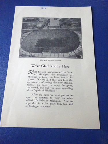 1928 Michigan Wolverines Football Ticket Brochure, Fielding Yost | eBay
