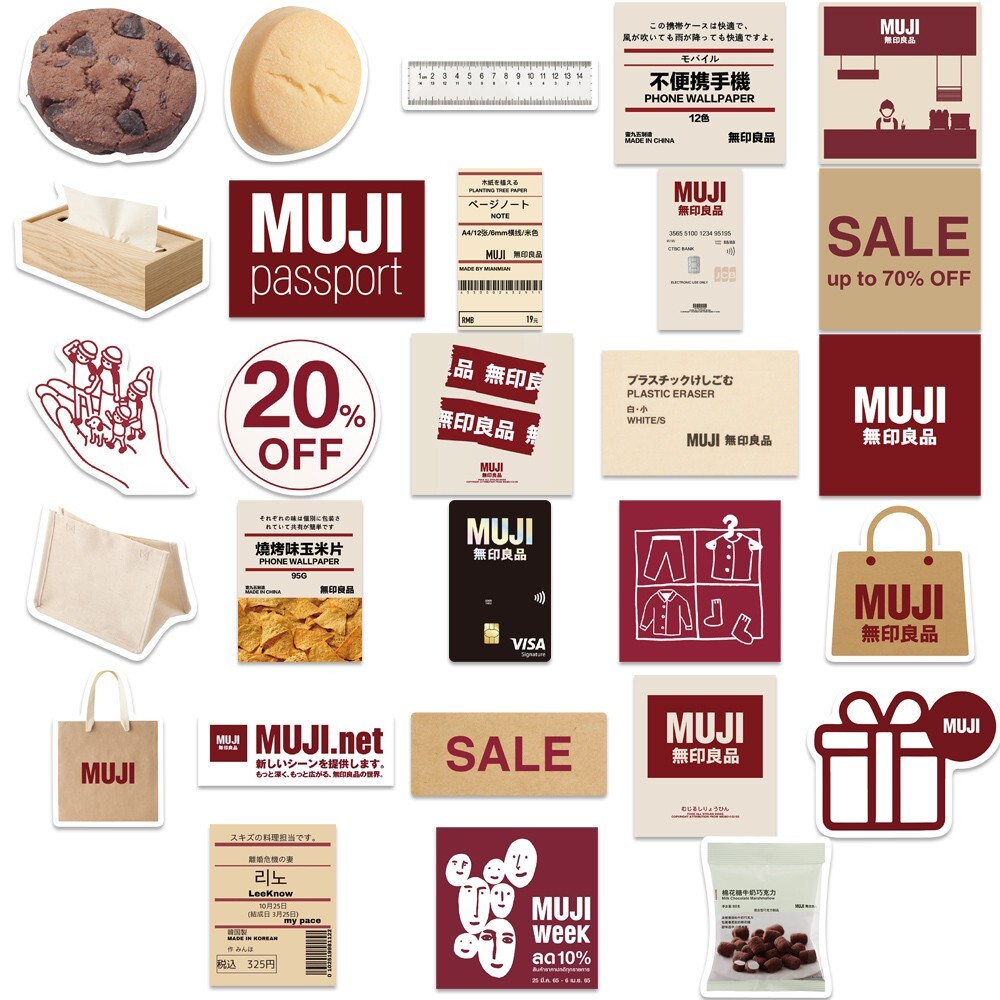 50pcs Muji Sale Stickers Japan pics Vinyl Waterproof Skateboard Cars | eBay