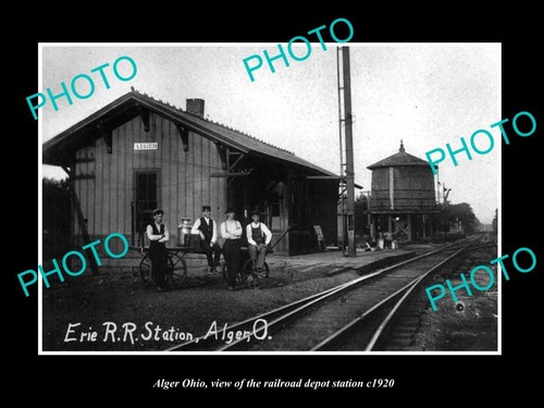 OLD 8x6 HISTORIC PHOTO OF ALGER OHIO THE RAILROAD DEPOT STATION c1920 ...