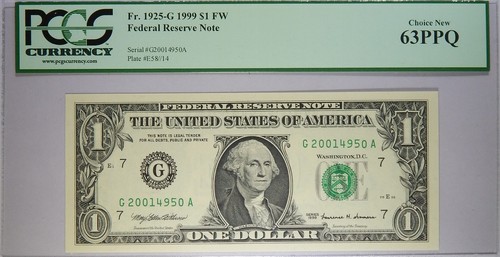 1999 $1 Chicago PCGS 63 PPQ Millennium Note Serial Number 20014950 | eBay