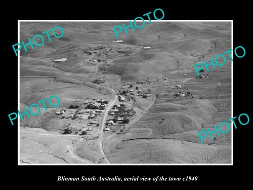 OLD POSTCARD SIZE PHOTO BLINMAN SOUTH AUSTRALIA AERIAL VIEW OF TOWN ...