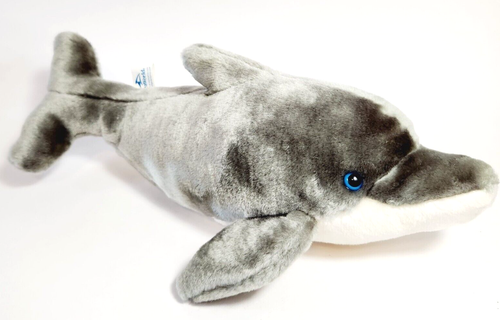 Seaworld Park Gray White Bottlenose Dolphin Plush 14 In Blue Eyes ...
