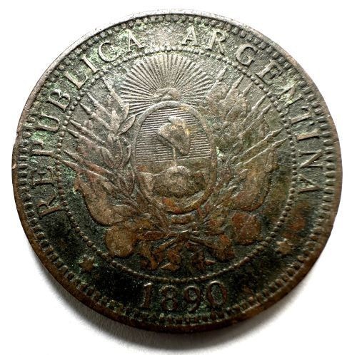 1890 Argentina Dos Centavos Bronze Coin, VG/Fine Condition | eBay