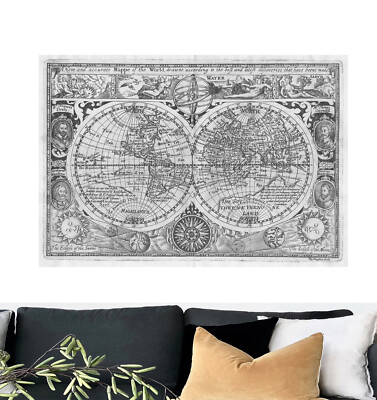 Drake Framed Print Vintage Map Wall Art Decor Canvas 1628 36" x 24" XL ...