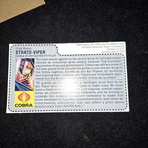 vintage G.I. GI JOE gijoe 1986 Strato Viper file card uncut | eBay