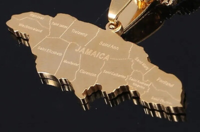 Stainless Steel Jamaica pendant necklace. gold color non tarnish chain ...