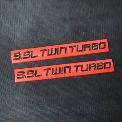 2x 3.5L TWIN TURBO Red Matte Metal Sticker Badge Emblem Decal Engine 3D ...