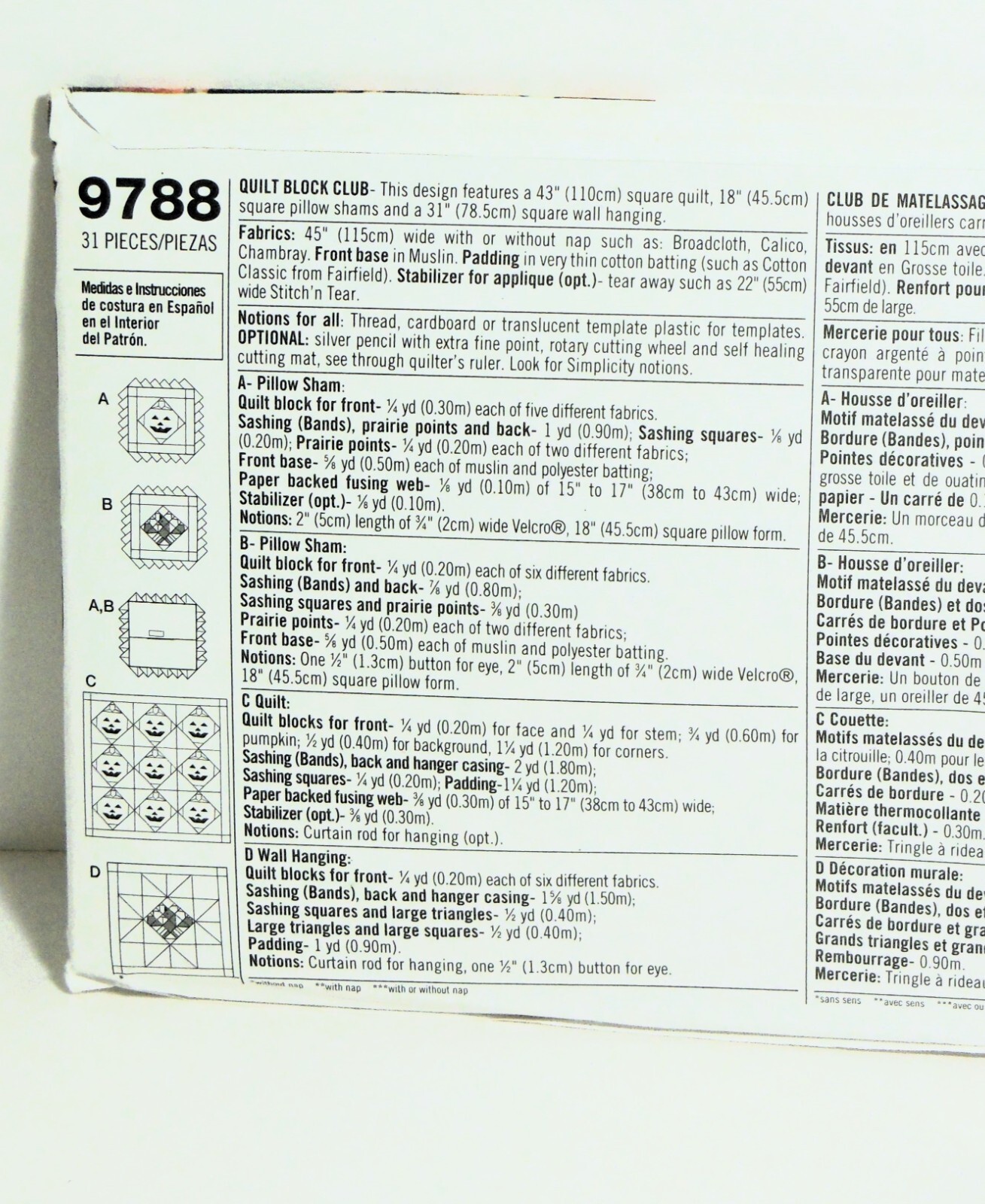 Simplicity Sewing Quilt PATTERN 9788 Halloween Pumpkin Thanksgiving ...