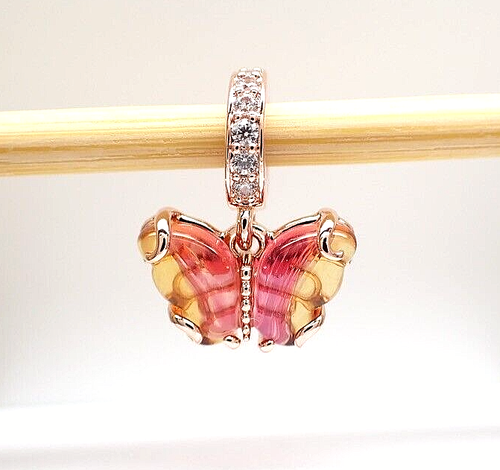 Authentic Pandora #782698C01 Pink & Yellow Murano Glass Butterfly ...