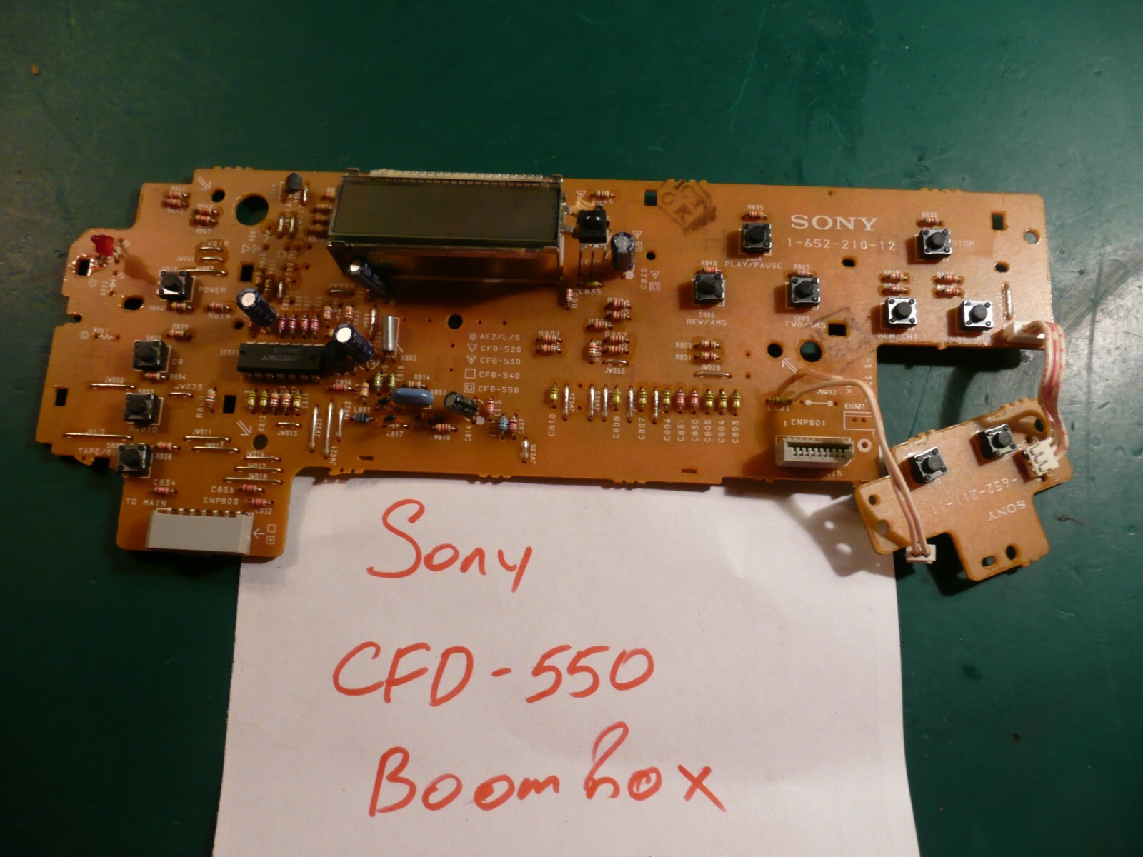 Sony CFD-550 Boombox Replacement Parts Display Circuit Board #1-652-210 ...