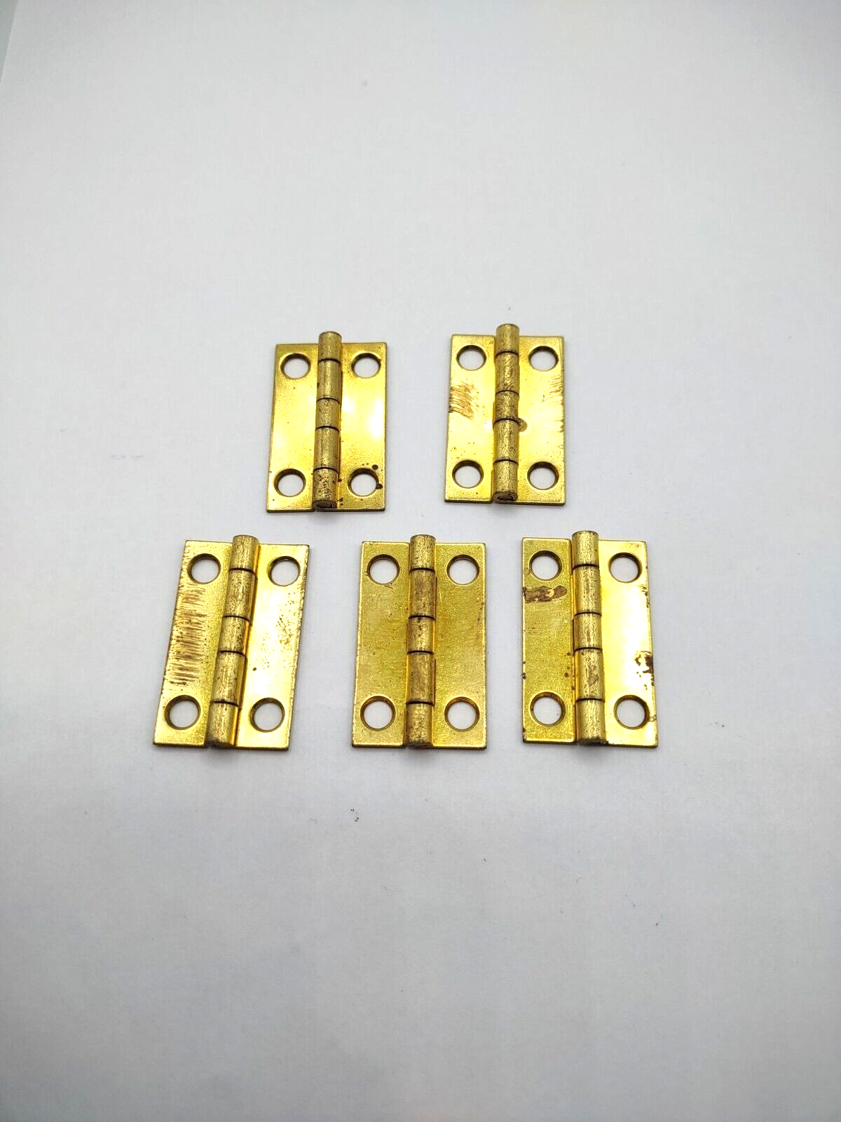 Lot/5 Vintage NOS Solid Brass Clock Door Hinges 1.25" x .75" Clockmaker ...