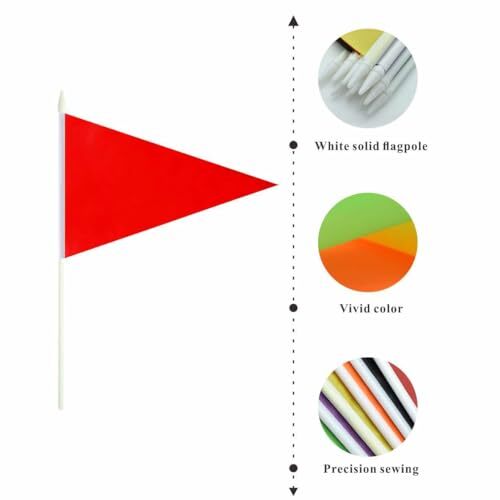 12 Pack Pennant Stick Flag Small Mini Triangle Blank Solid Color Hand ...