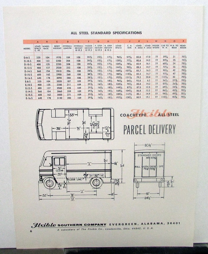 1964 Flxible Southern All Steel Coachtype Parcel Delivery Series D E ...