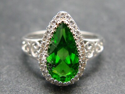 Helenite Gaia Stone Gem Silver Ring with CZ Accent From Washington ...