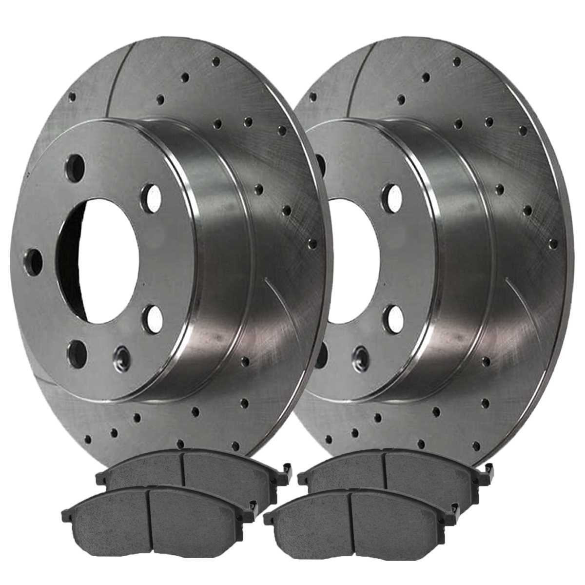 Front and Rear Drilled Brake Rotors & Pads for Nissan 370Z INFINITI G35 ...