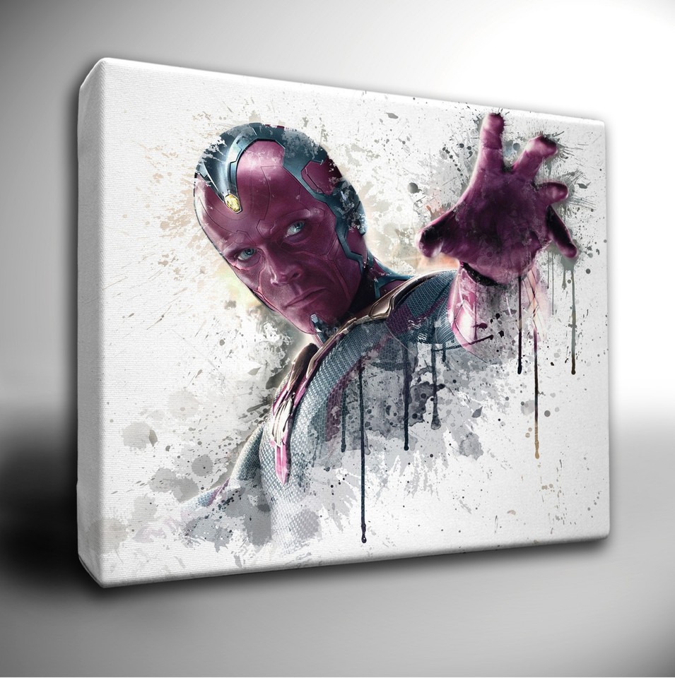 Marvel Avengers / DC Characters paint splatter CANVAS Wall Art Picture ...