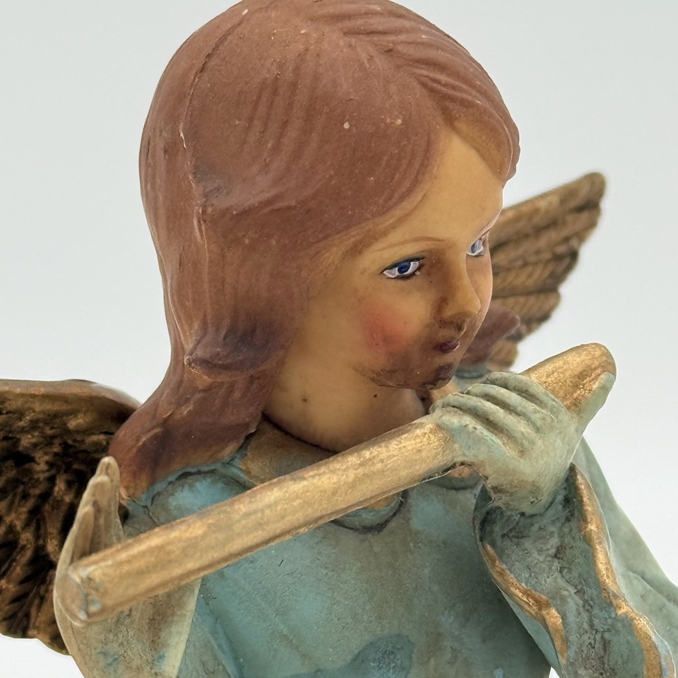 Vintage 1960s Petite Hong Kong Angel Tree Topper Flute Gold Tone Wings ...