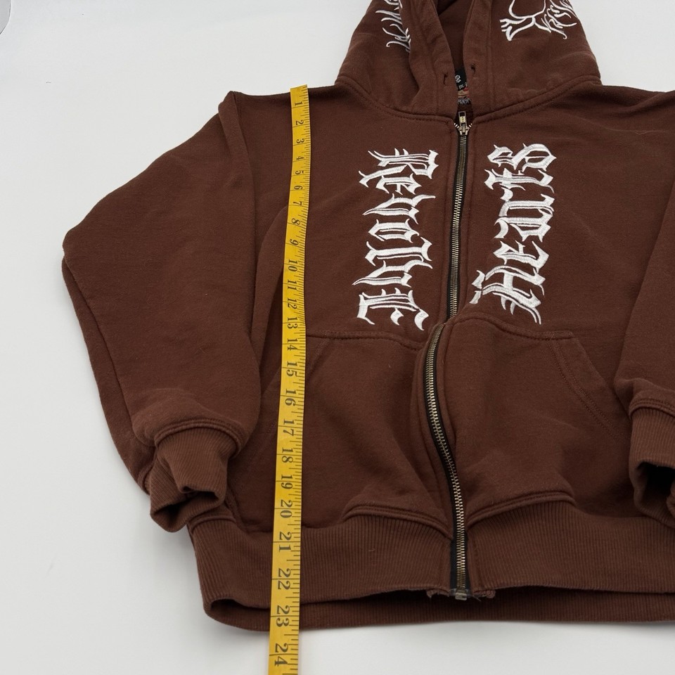 Made For You Brown Zip Up Hoodie Gothic Font Graphic Size S | eBay