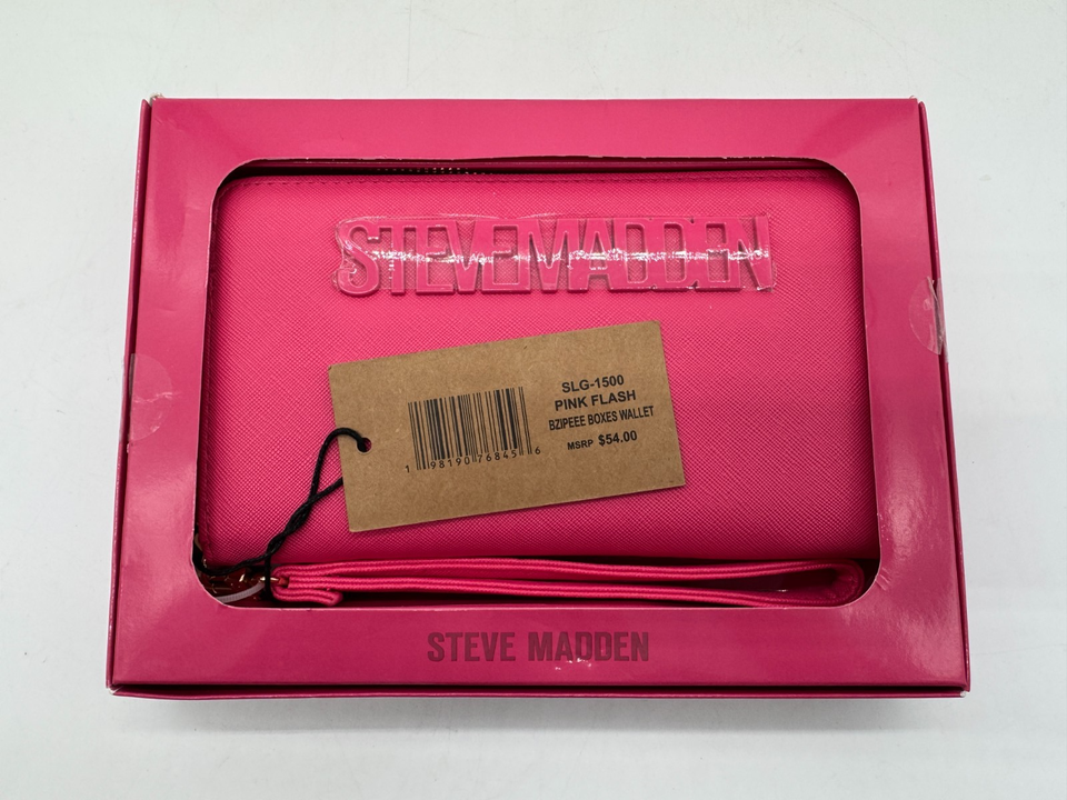 Steve Madden BZIPEEE Boxes Wallet Wristlet SLG-1500 Pink Flash New ...