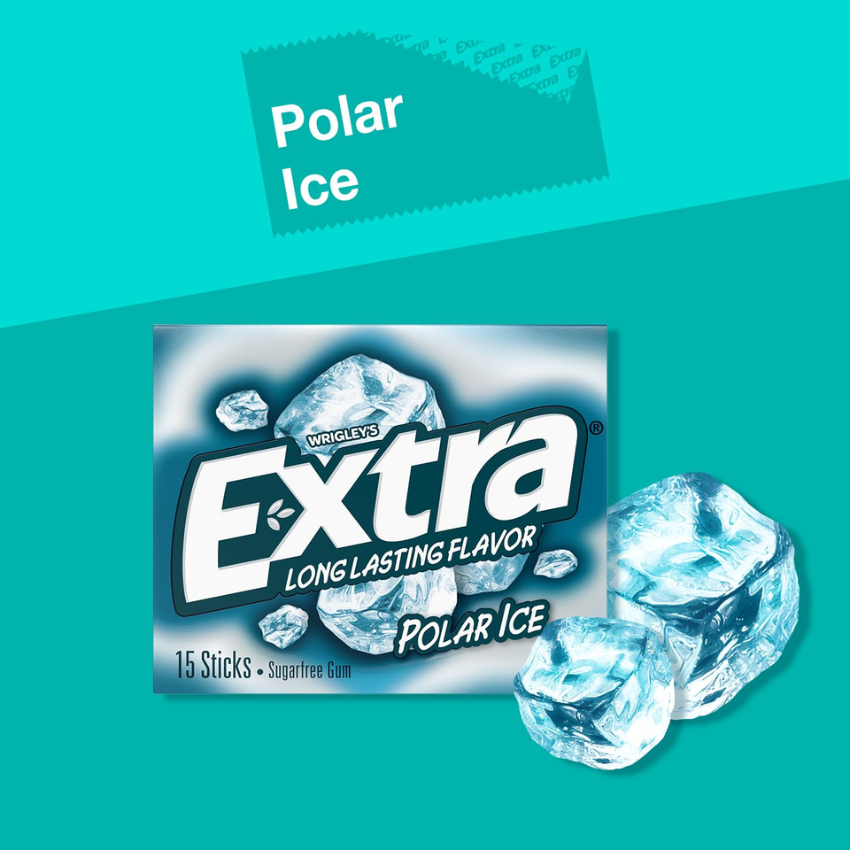 Extra Polar Ice Chewing Gum Packs, Sugar Free Gum in Bulk 10 packs with ...