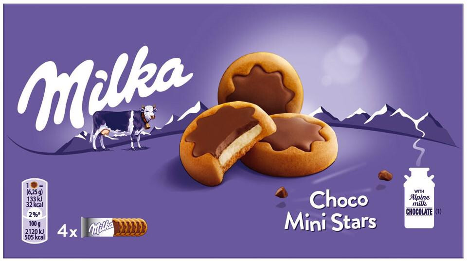 MILKA CHOCO MINI STARS Cookies with Milk Chocolate Sweets Snacks 150g 5 ...